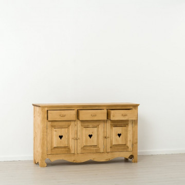 Comoda Cabana cu 3 usi si 3 sertare, Lemn masiv rustic, 160 x 45 x 92 cm