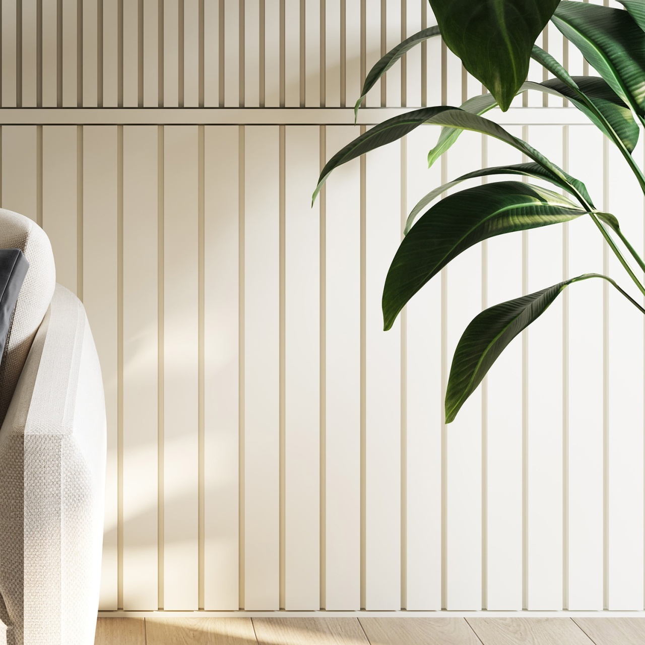 Panou riflaj decorativ 3D din polimer rigid, model Groove - 12.2x1.2x250 cm