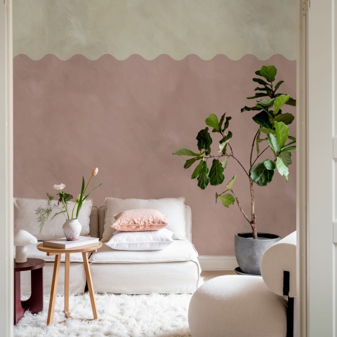 Fototapet, Wave Border, Pink, Rebel Walls