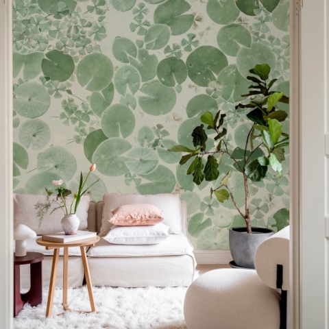 Fototapet, Water Lilies, Light Green, Rebel Walls