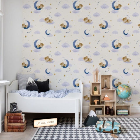 Fototapet, Sleepy Bear, Sky Blue, Rebel Walls
