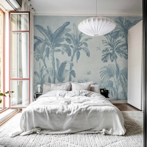 Fototapet, Misty Jungle, Light Blue, Rebel Walls