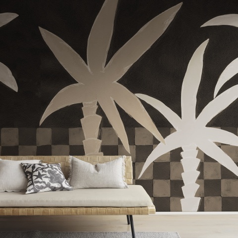 Fototapet, Palm Horizon, Dark Brown, Rebel Walls