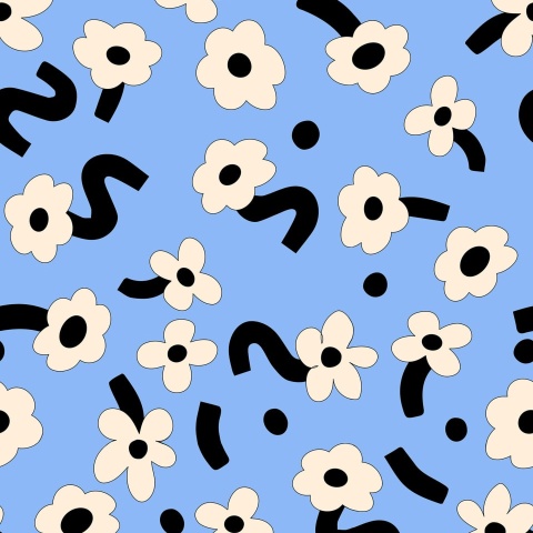 Fototapet, Dancing Flowers, Blue, Rebel Walls