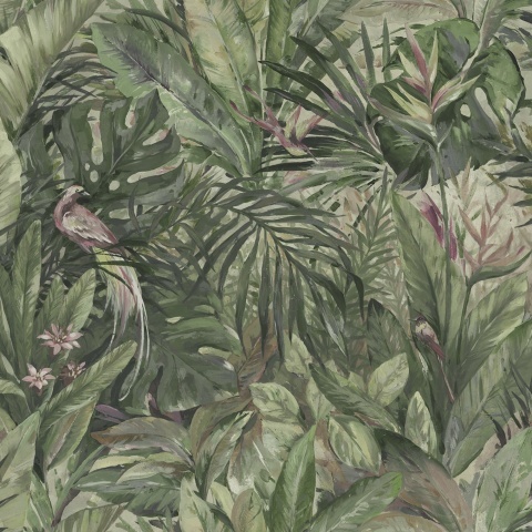 Fototapet, Birds in the Jungle, Green, Rebel Walls