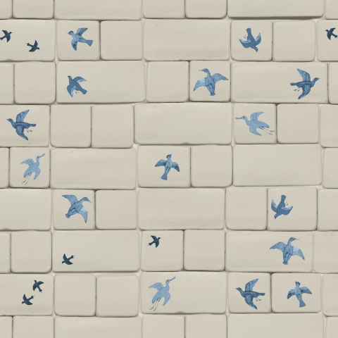 Fototapet, Flight of Tiles, Blue, Rebel Walls