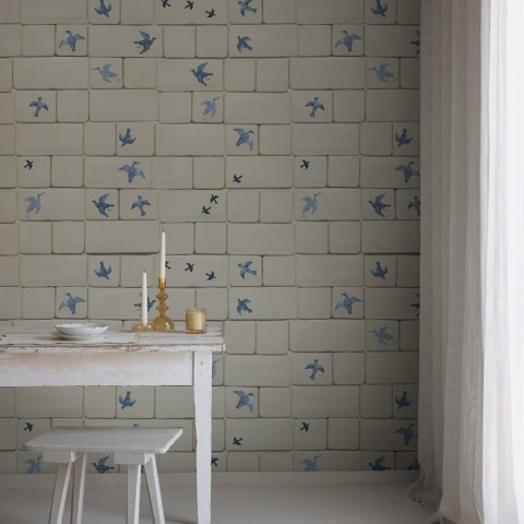 Fototapet, Flight of Tiles, Blue, Rebel Walls