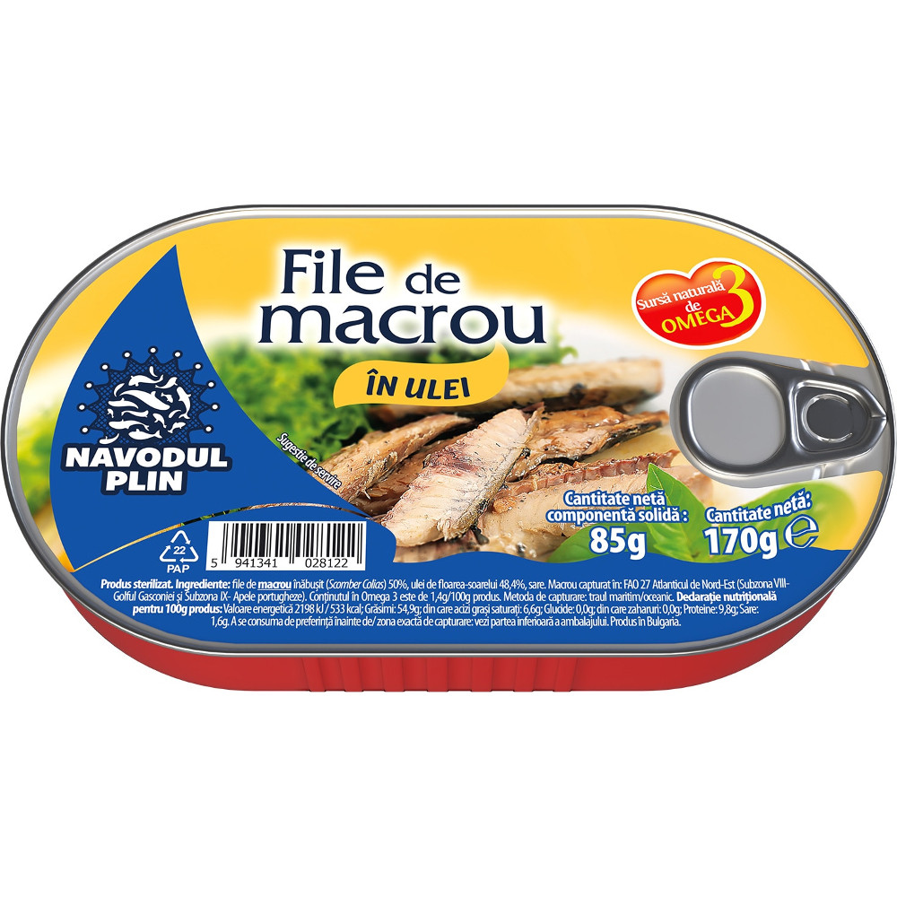 File de Macrou in Ulei NAVODUL PLIN 170g
