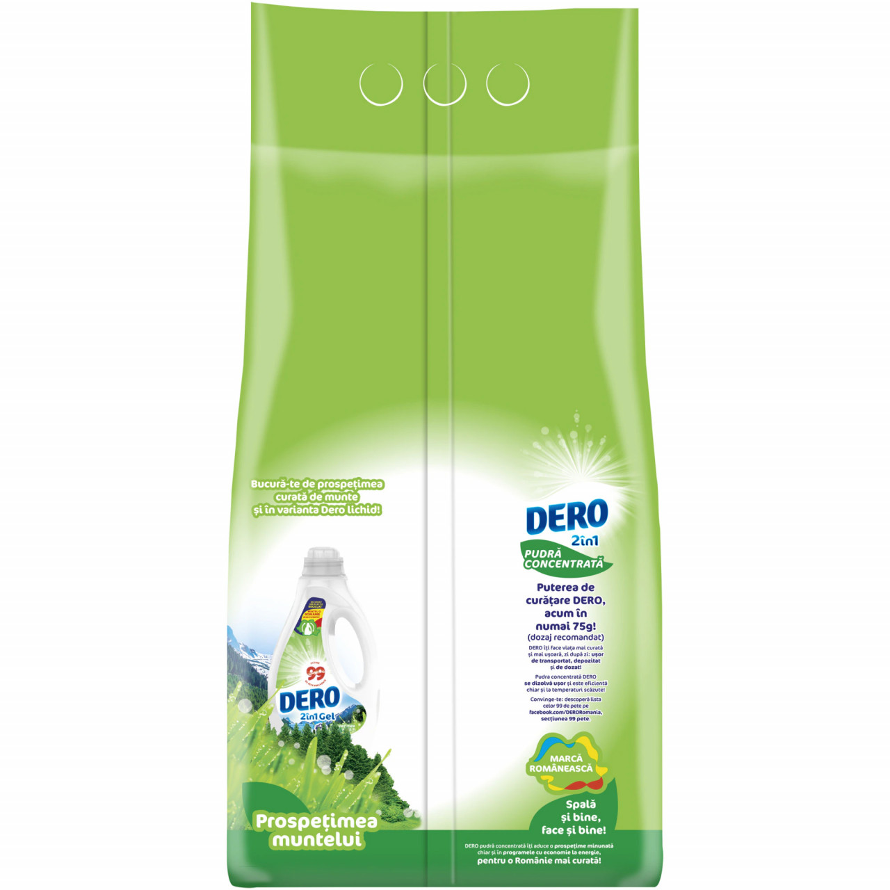 Detergent Pudra Automat pentru Rufe DERO 2in1 Prospetimea Muntelui 10 ...