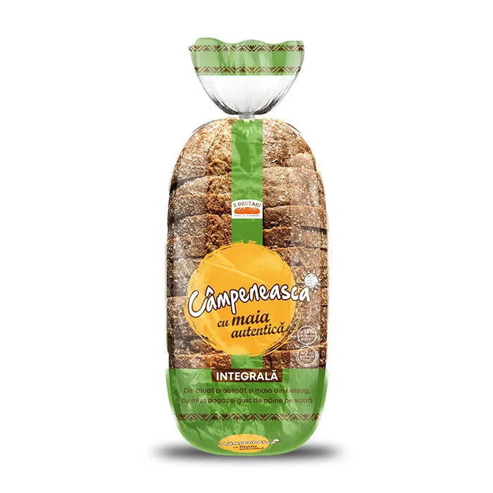 Paine Campeneasca Feliata Integrala cu Maia Autentica TREI BRUTARI 600g