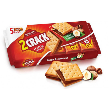 ROSHEN Crackers Sandwich cu Cacao si Alune 235g