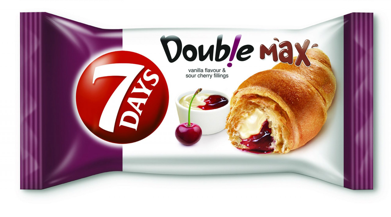 Croissant 7 DAYS Double Max cu Crema de Vanilie si Visine 80g