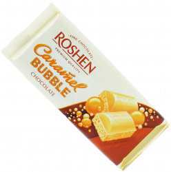 ROSHEN Bubble Ciocolata Aerata Alba cu Caramel 85g