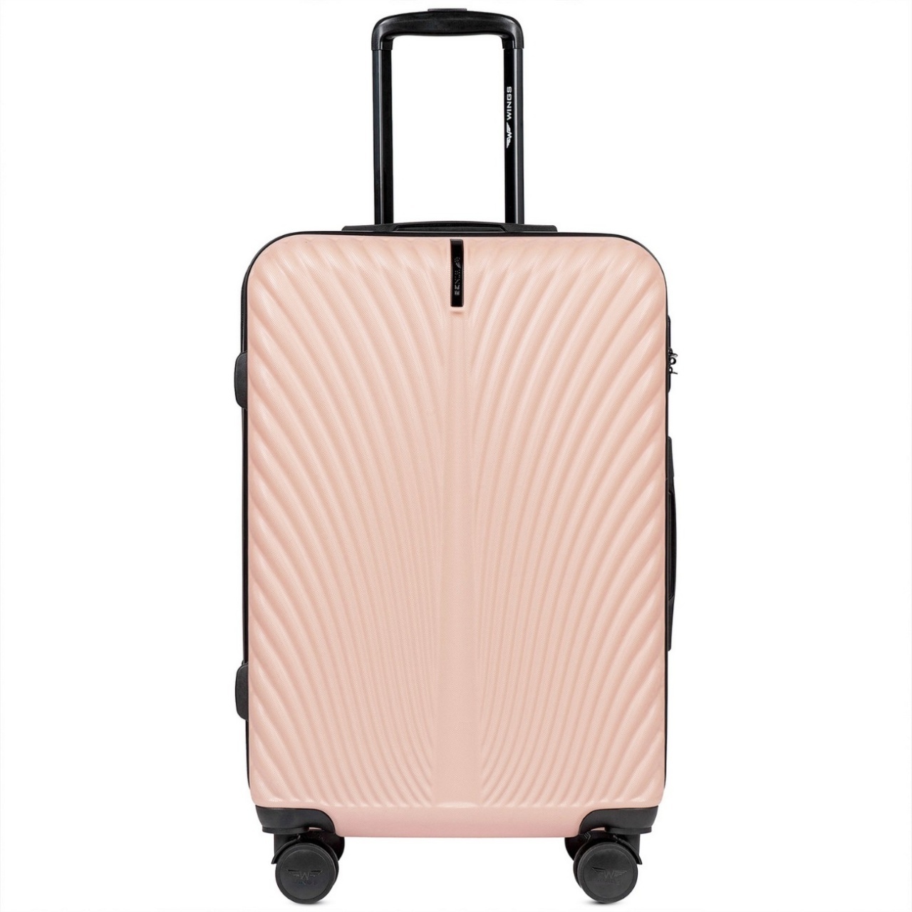 Set trolere 3 piese Wings Swan, ABS, 4 roti, cifru, roz deschis
