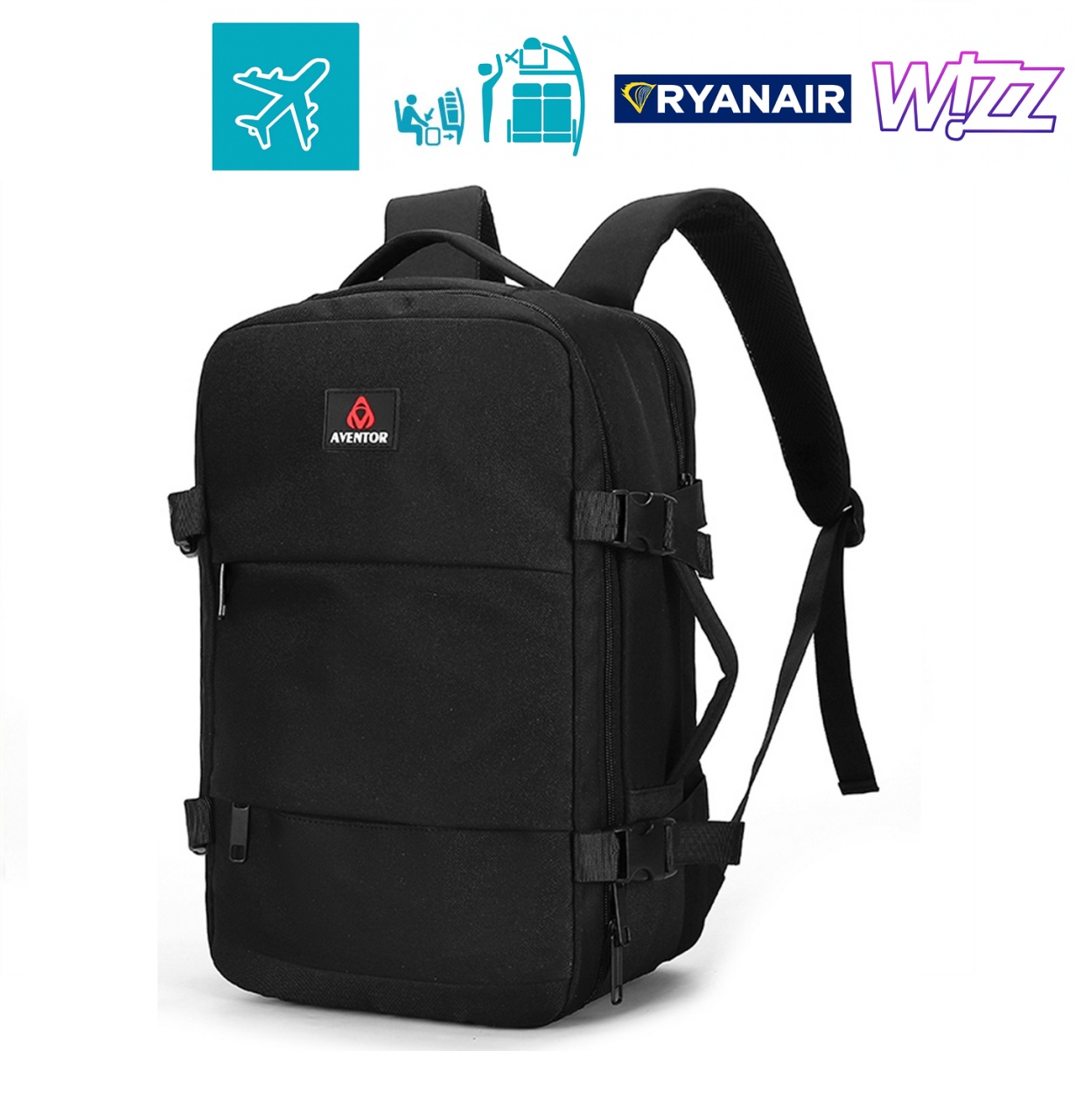 Rucsac calatorie Aventor AV201, bagaj de mana avion Ryanair/Wizz Air ...