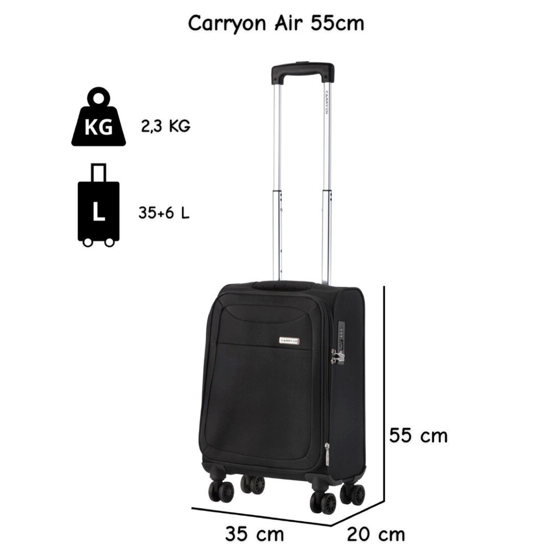 Troler de cabina extensibil CarryOn Air, bagaj de mana, 55x35x20 cm ...