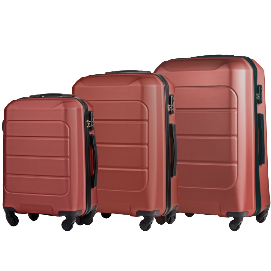Set trolere 3 Piese Wings Gannet W19196, ABS, 4 Roti, Cifru, Grena