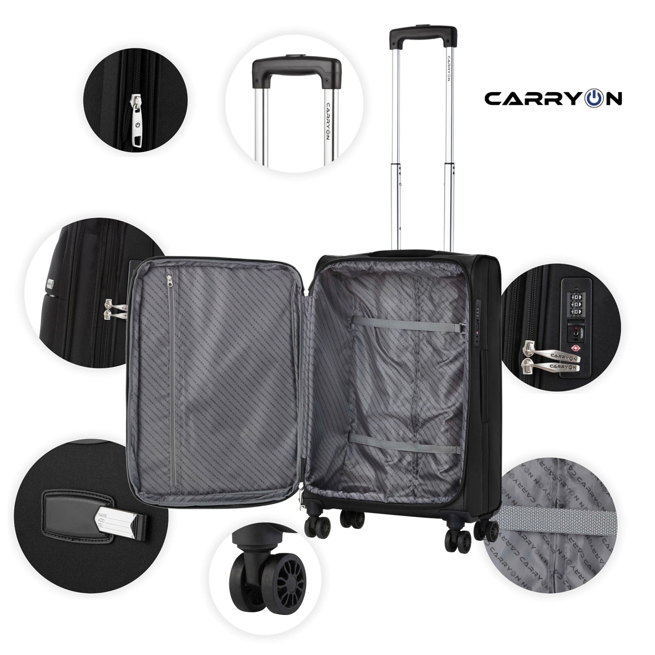 Troler de cabina extensibil CarryOn Air, bagaj de mana, 55x35x20 cm ...