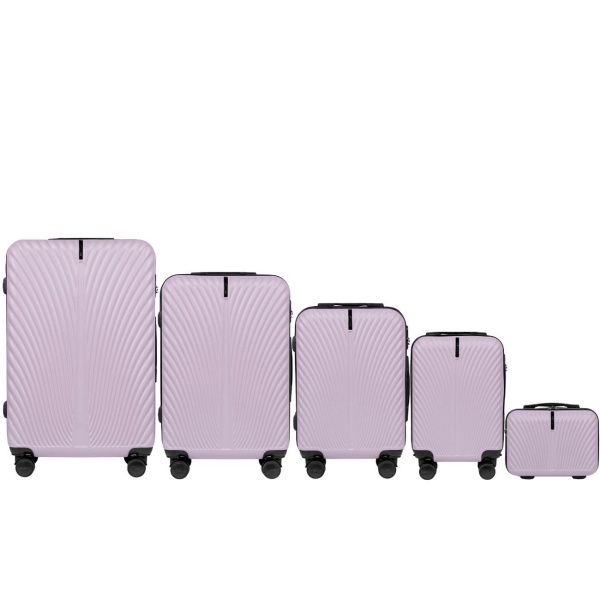 Set trolere 5 piese Wings Swan, ABS, 4 roti, cifru, mov deschis
