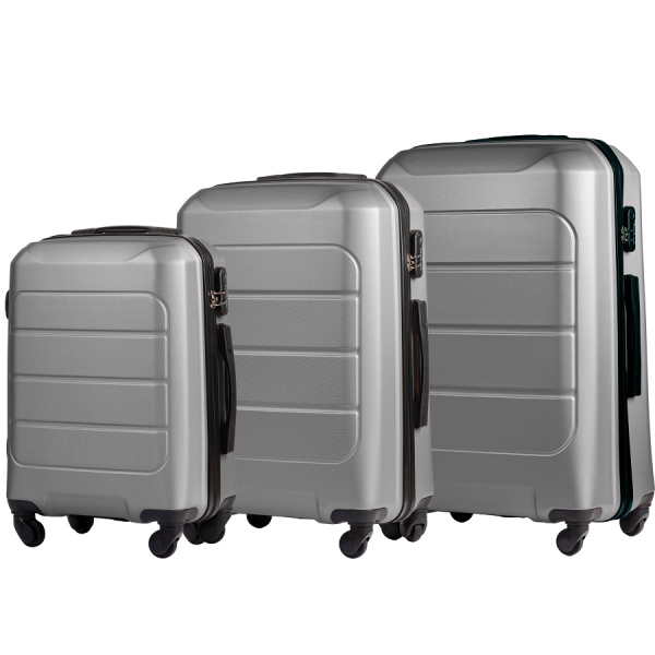Set trolere 3 Piese Wings Gannet W19196, ABS, 4 Roti, Cifru, Argintiu