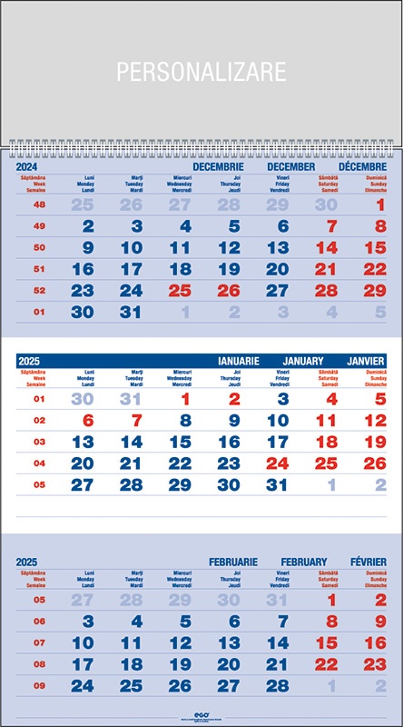 Calendar triptic perete pentru personalizare | Materiale promotionale ...