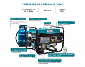 Generator de curent 2.9 kW HIBRID (GPL + Benzina) - Konner & Sohnen - KS-2900-G | CRIANO