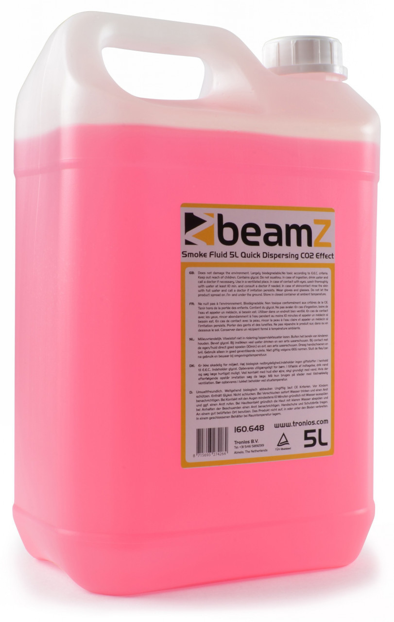 Lichid de fum cu eliminare rapida si efect CO2, roz, 5 litri, BeamZ
