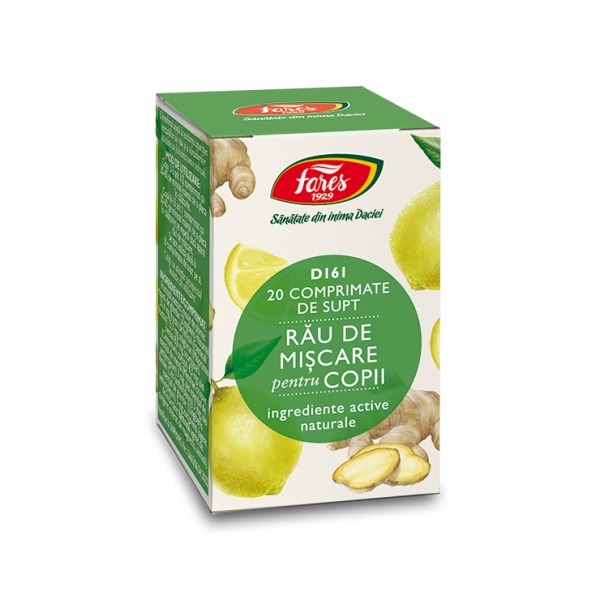 Rau de miscare pentru copii D161, 20 comprimate, Fares