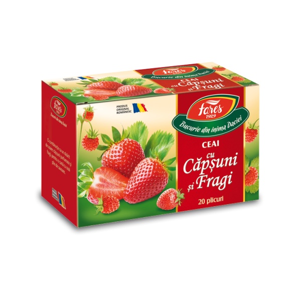 Ceai de capsuni si fragi Aromfruct, 20 plicuri, Fares Ingrediente ...
