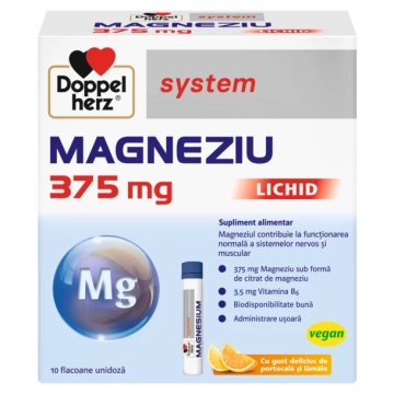 Magneziu, 375 mg, 10 flacoane unidoza, Doppelherz