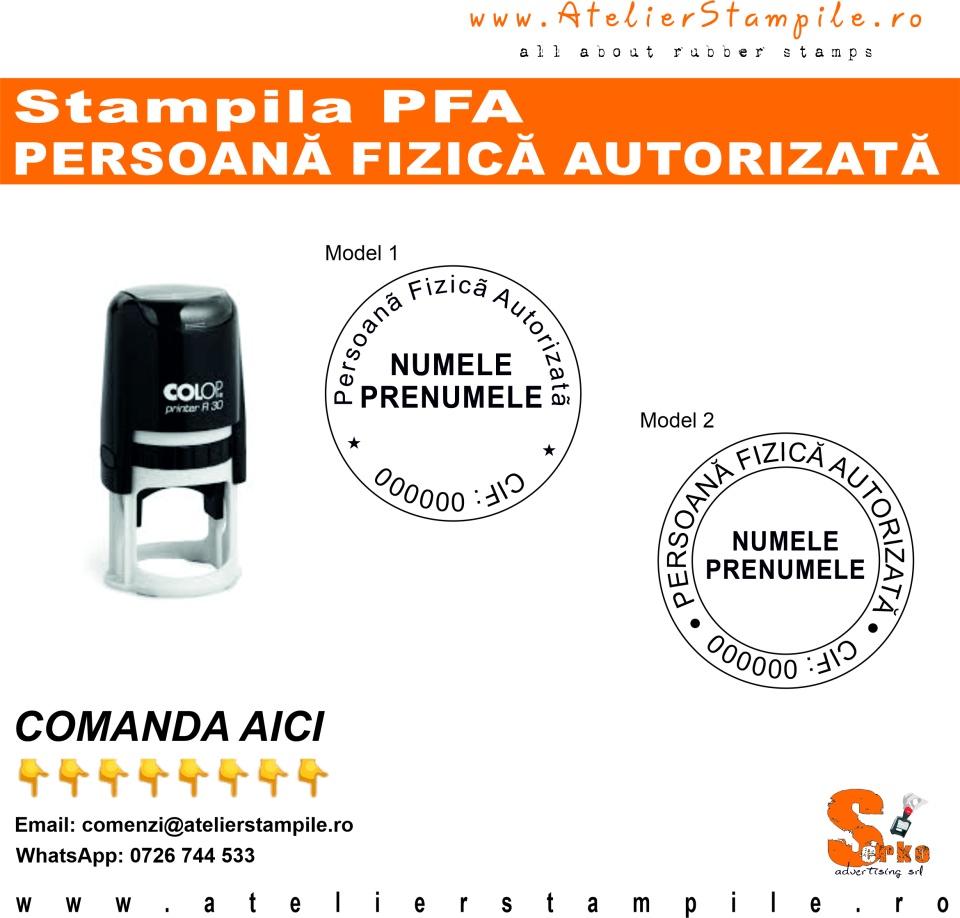 Stampila rotunda Persoana Fizica Autorizata (PFA)