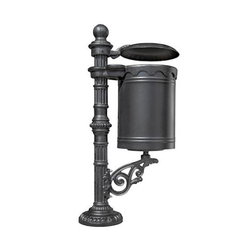 Cos stradal decorativ din fonta si otel, 30L, negru, 100 cm
