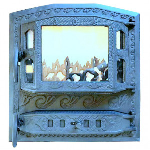 Usa semineu fonta Royal Modern Black cu geam termorezistent