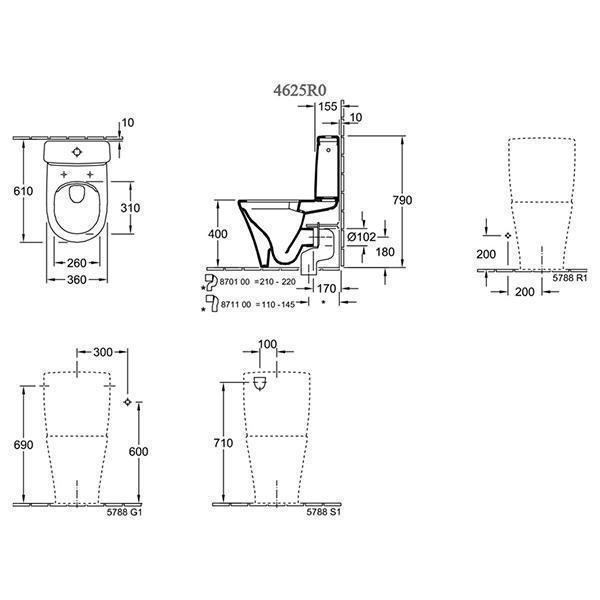 Vas WC compact, Villeroy & Boch, O.Novo, Back-to-wall, DirectFlush, alb ...