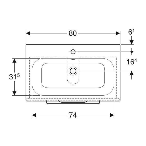 Set mobilier cu lavoar, Geberit, Selnova Square, 80 cm, nuc american ...