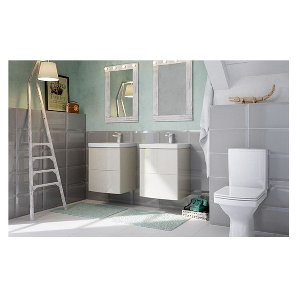 Set vas WC compact Cersanit, Easy New, Clean On cu rezervor, alb la ...