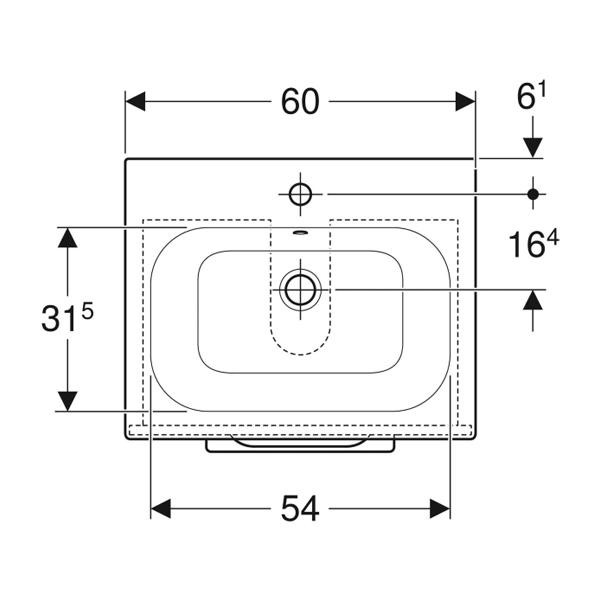 Set mobilier cu lavoar, Geberit, Selnova Square, 60 cm, nuc american ...