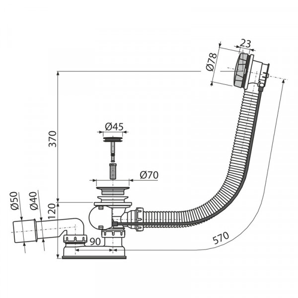 Sifon pentru cada, Alcadrain, ventil cu preaplin, red gold la pretul de ...