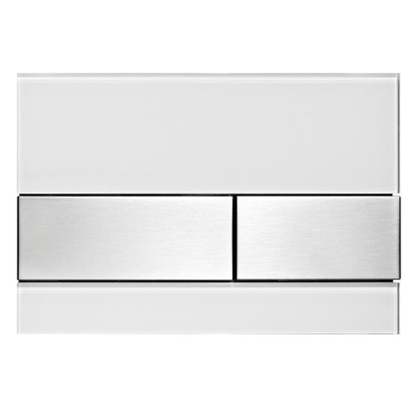 TECEsquare, clapeta cu dubla actionare, sticla, alb, butoane otel inox ...