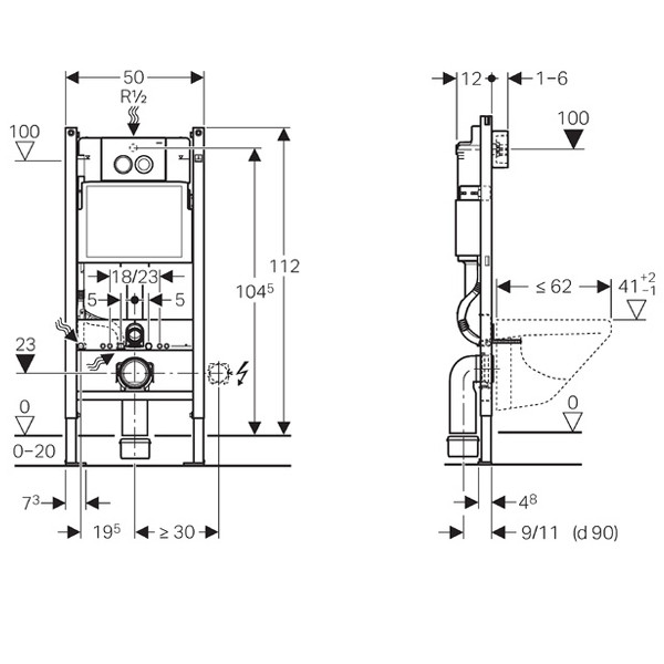 Rama de montaj Geberit, Prepack, Duofix, pentru WC, set de fixare ...