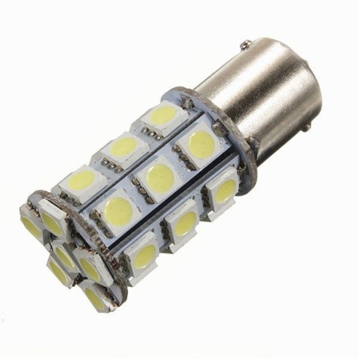 Bec Led BA15S 27 SMD Rosu Cu Pini Simetrici La 180 Grade 24V