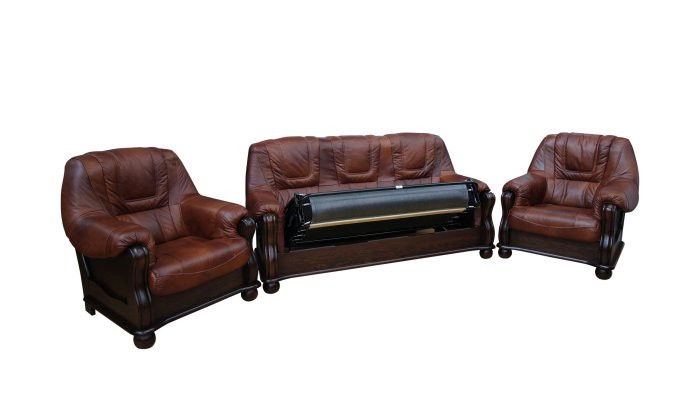 Set canapea piele naturala extensibila 3 loc cu doua fotolii Torino (3. ...