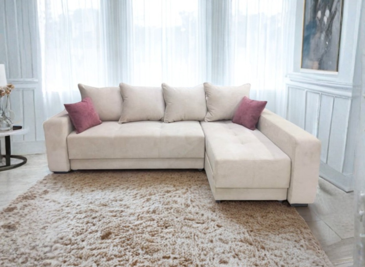 Coltar extensibil cu 2 lazi Atena dreapta crem