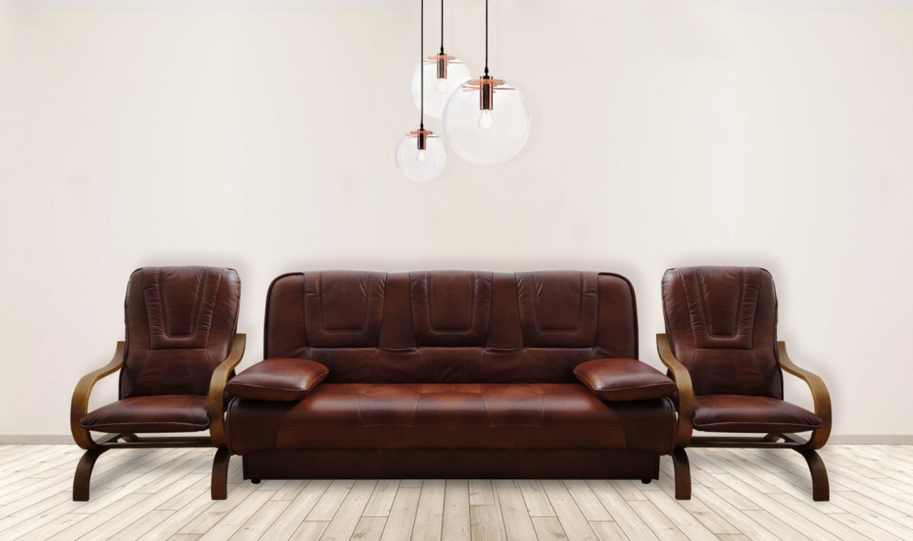 Set canapea piele naturala extensibila 3 loc cu doua fotolii Finka (3.1.1.)