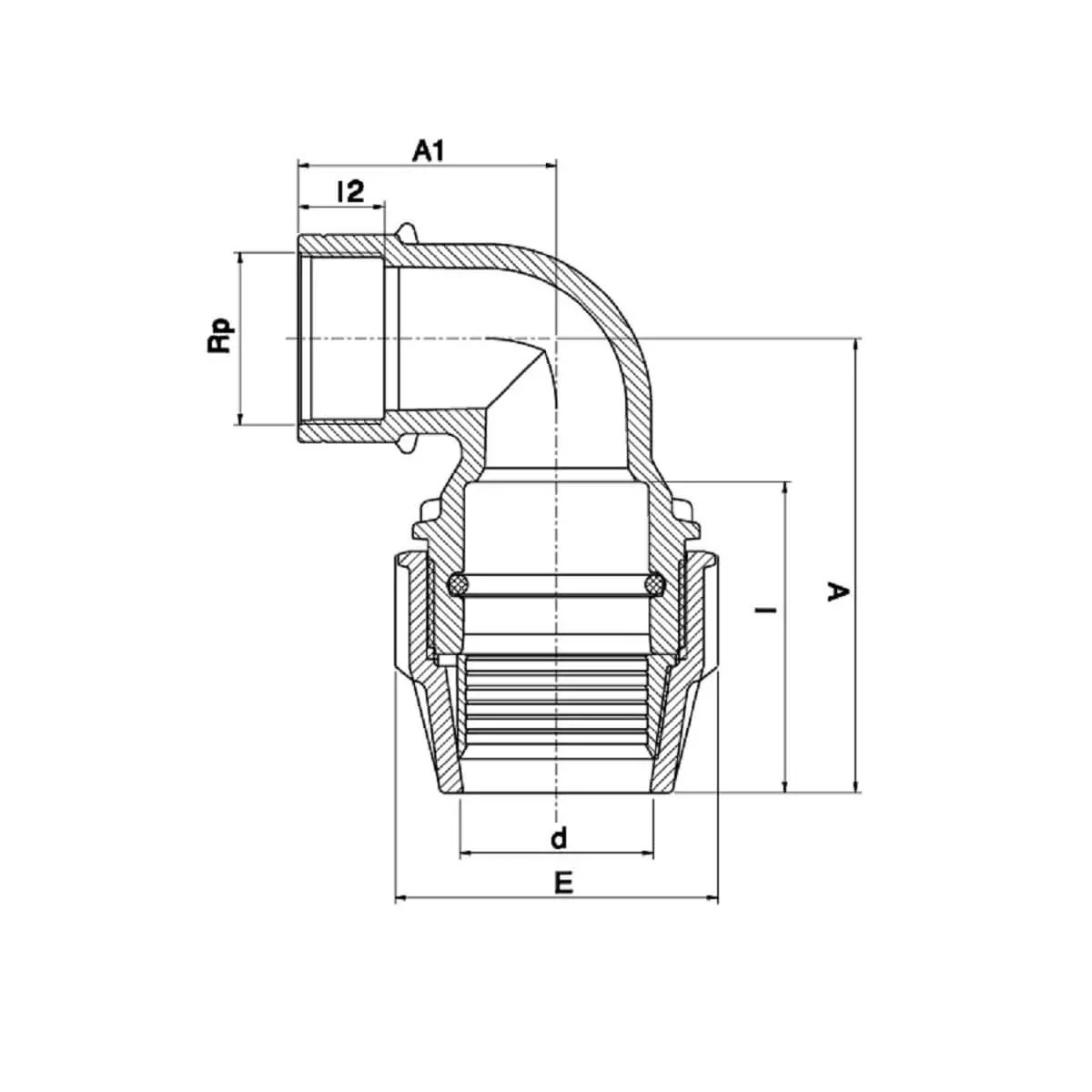 Cot PEHD, Ø50 mm x 1 1/2 I, 90º, PN16, Plasson