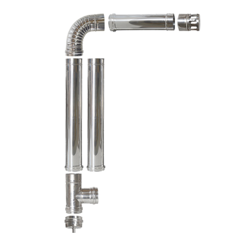 Kit coș de fum inox Termax Ø100 mm interior pentru centrale pe peleți