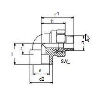 Cot teava PPR, Ø 32 - 1 E, 90 grade, PN25, verde