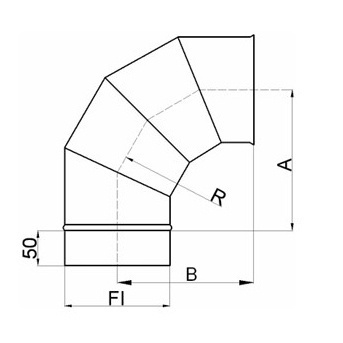 Cot inox SP 90°, ⌀80 mm