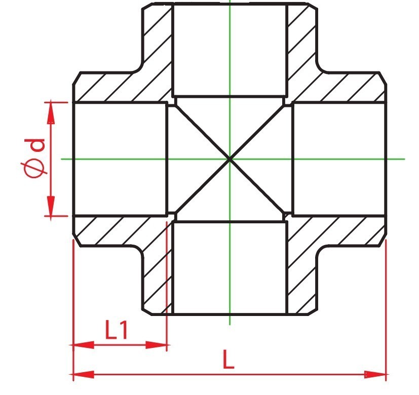 Cruce teava PPR alb, Ø32, PN25