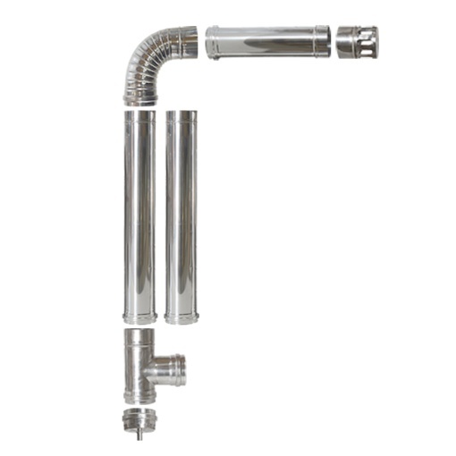 Kit coș de fum inox Termax Ø80 mm interior pentru centrale pe peleți